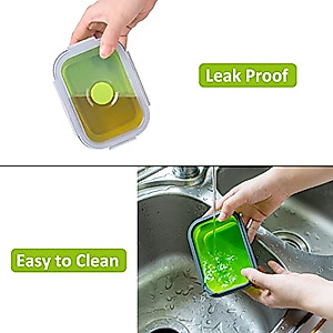 Collapsible Food Storage Containers with Airtight Lid, 11.8 oz, Small Kitchen Stacking Silicone Collapsible Meal Prep Container Set for Leftover, Microwave Freezer Dishwasher Safe, 4 Colors, Set of 4