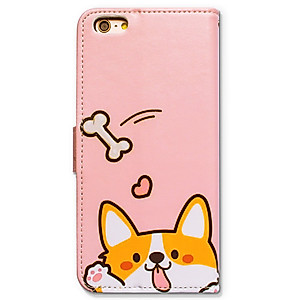 Bcov Case for iPod Touch 7/iPod Touch 6,Bcov Cute Yellow Dog Pink Wallet Flip Leather Cover Case with Credit Card ID Card Slot Holder Kickstand for iPod Touch 7/6/5