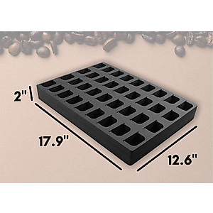 Polar Whale 2 Coffee Espresso Capsule Drawer Organizer Tray Inserts Compatible with Nespresso Vertuo VertuoLine Kitchen Home Office Waterproof Washable Black Foam 36 Compartment 12.6 X 17.9 Inches