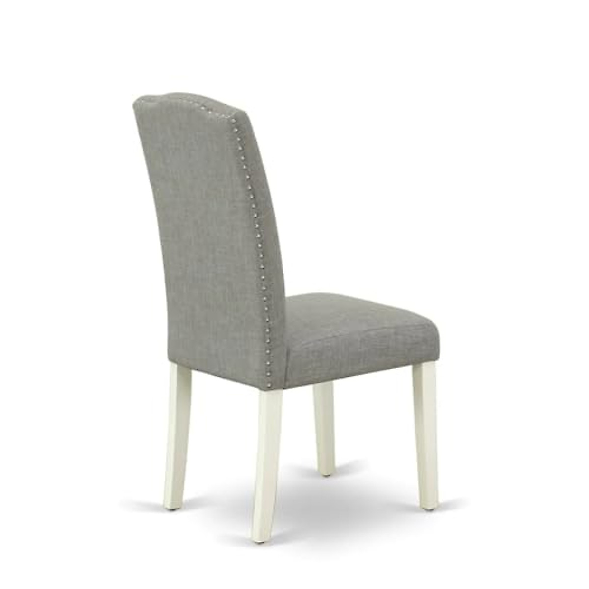 East West Furniture DMEN3-LWH-06 3 Piece Dining Set for Small Spaces Contains a Round Dining Room Table with Dropleaf and 2 Dark Shitake Linen Fabric Parson Chairs, 42x42 Inch, Linen White