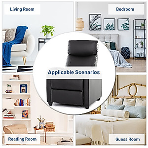 FONTOI Living Room Recliner Chair, Massage Single Sofa Adjustable Home Theater Seating with Thick Cushion and High Back Padded Backrest, 28.7D x 25.9W x 38.7H in, Black