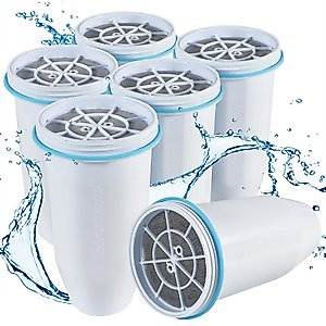 ZR-017 Water Filter Replacement for Water Pitchers and Dispensers, Advanced 6-Stage Filter to Remove 99.9% Lead, Chlorine, Fluoride, Heavy Metals, BPA Free (6 pack)
