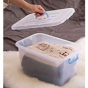 Basicwise Large Clear Storage Container With Lid and Handles, Set of 3