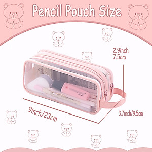 ACEIOT Large Capacity Mesh Pencil Case, Cute Pencil Case for Kids Students, Transparent Makeup Bag, Aesthetic Pencil Case Pouch, Preppy Pencil Case, Pink Pencil Pouch, Stationery Storage Bag