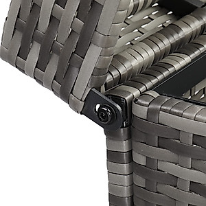 czczgx 26.7 Gallon Outdoor Wicker Trash Bin Rattan Patio Waste Basket with Lid, Wicker Recycling Basket Patio Trash Can for Backyard, Deck, Poolside (Gray)