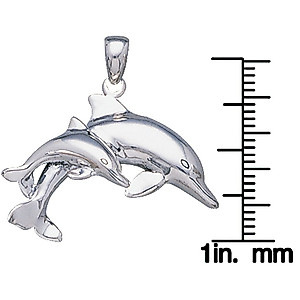 Jewelry Trends Sterling Silver Large Mother and Child Dolphin Pendant