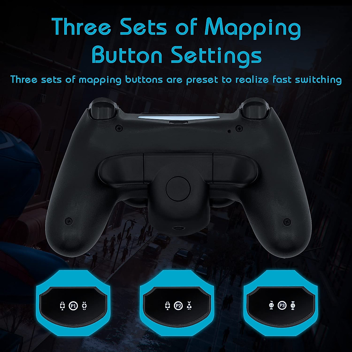 Mcbazel Back Button Attachment with OLED Display for PS4 Controller, Programmable Button Triggers with 3.5MM Audio Jack, Gaming Stuff Accessories for PS4 Controllers - Black