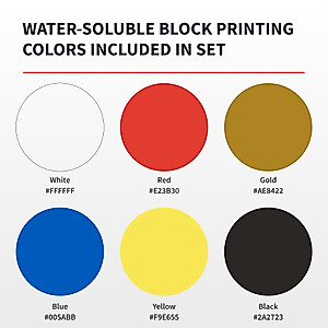 Speedball Water-Soluble Block Printing Ink Starter Set, 6 Bold Colors with Satin Finish, 1.25-Ounce Tubes