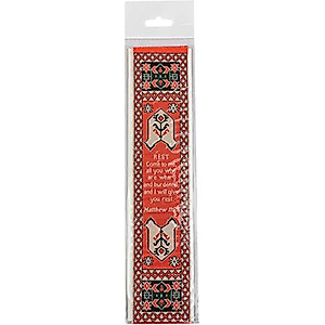 I Will Give You Rest, Woven Fabric Christian Bookmark, Silky Soft Matthew 11:28 Flexible Bookmarker for Novels Books and Bibles, Traditional Turkish Woven Design, Memory Verse Gift