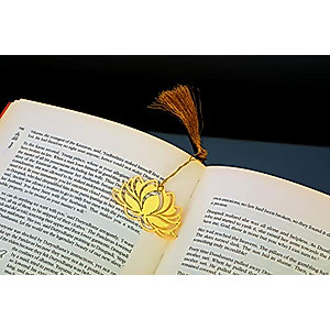 ADORAA's Floral Lotus Golden Brass Metal Bookmark with Golden Tassel - Perfect Gift for Friends & Family