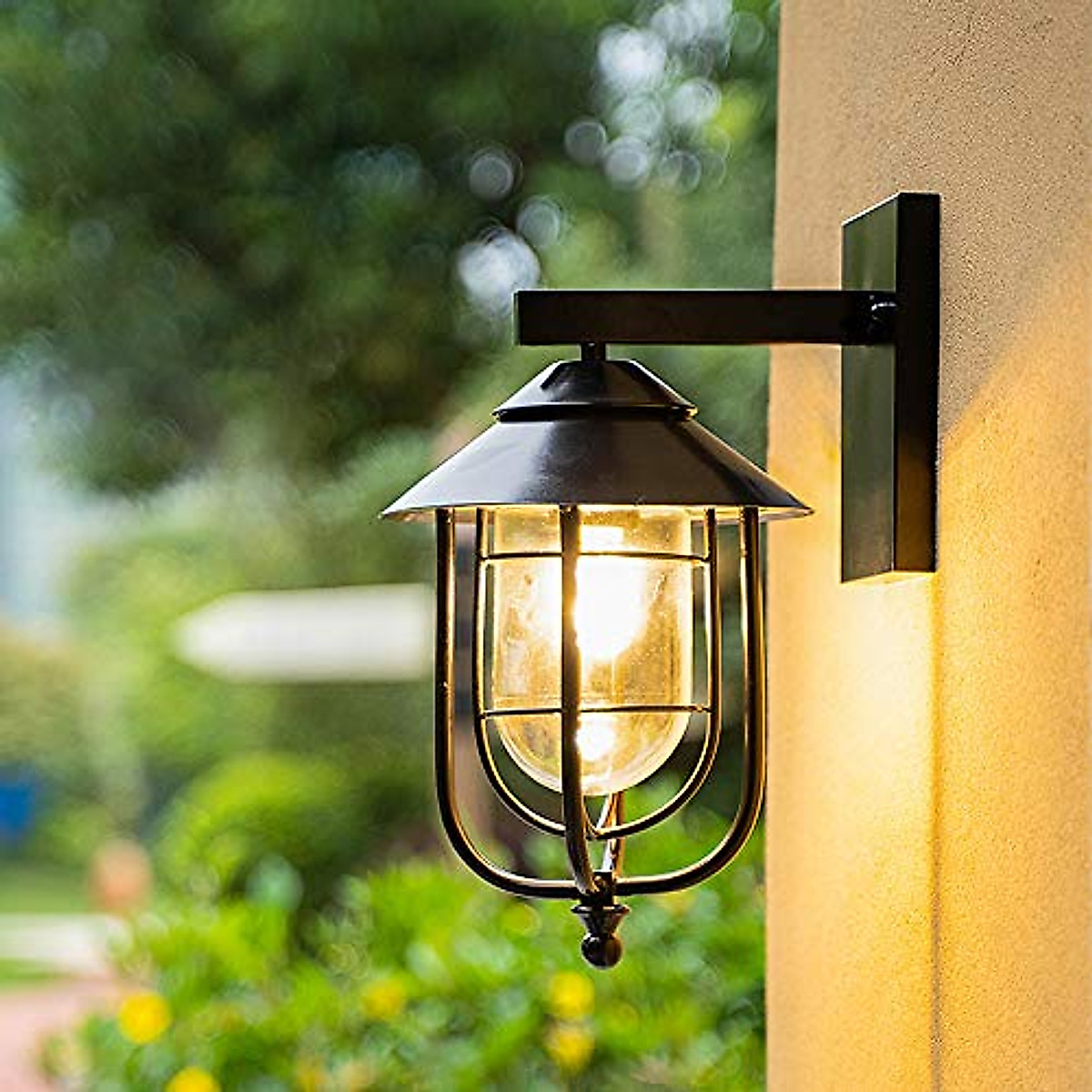 Outdoor Wall Lanterns Modern Exterior Wall Mounted Light Fixtures Waterproof Outdoor Wall Sconces with Seeded Glass Shade Outside Wall Lamp for Deck Garage Yard Front Door Garden Home