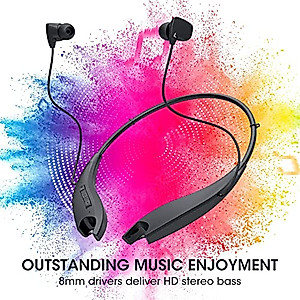 Bluetooth Headphones, Neckband Bluetooth Headphones 24H of Playback, Around The Neck Bluetooth Headphones with Vibrate, Noise Cancelling Microphones, IPX7 Waterproof, for Sports, Music, Conference
