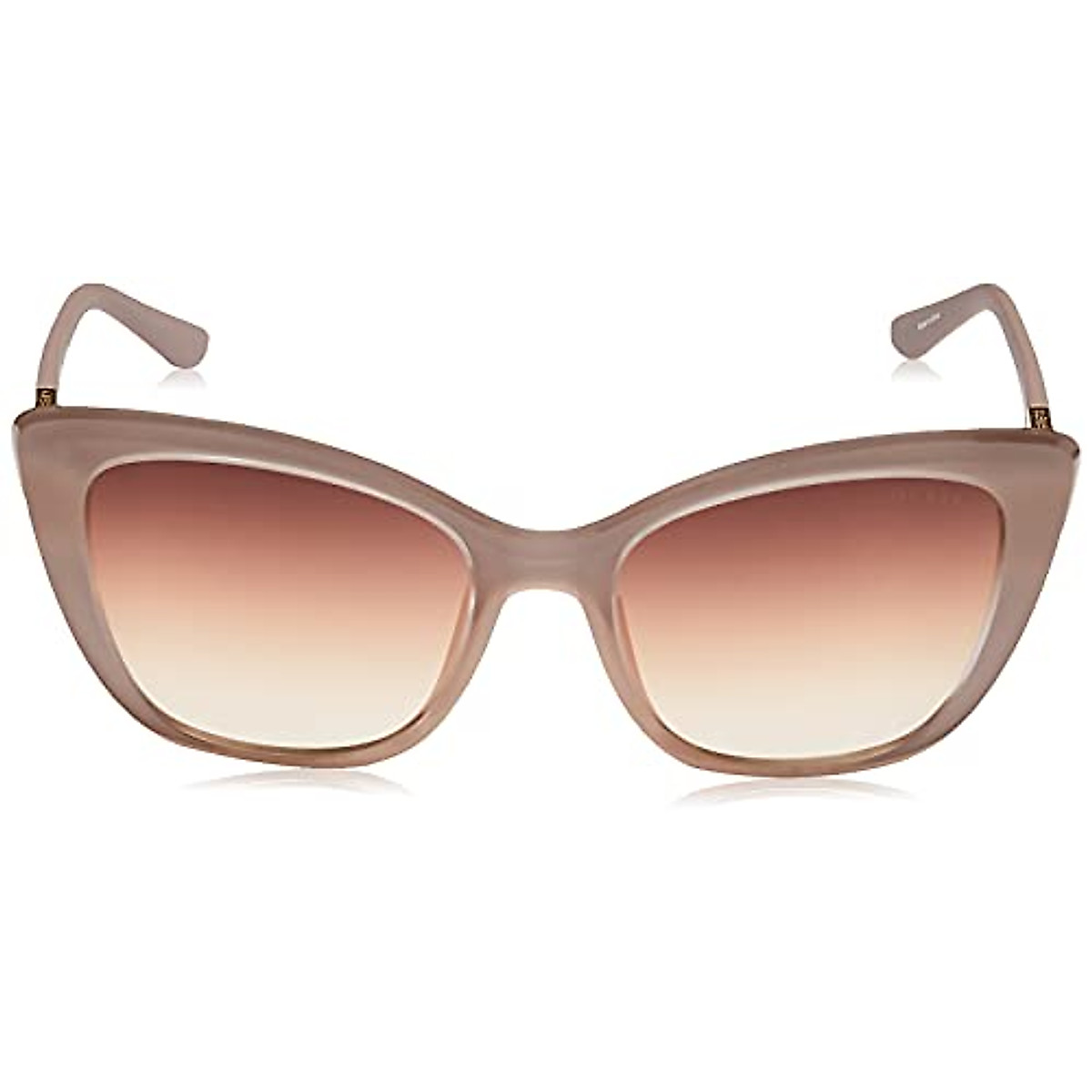 GUESS Women's Retro Inspired Cat Eye Sunglasses, Shiny Beige, 55mm