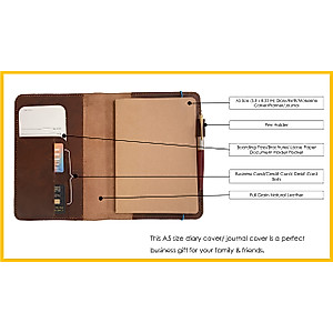 The Antiq Leather Journal Cover, A5 Diary Cover, Planner Cover- Brown 5.75x8.25