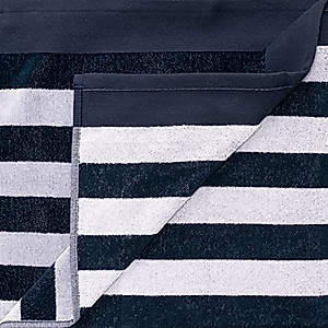 SUPERIOR 100% Egyptian Cotton, 450 GSM, Yacht Club Oversized Beach Towel (Set of 2) 34”x 64”, 2-Ply, High Absorbency Nautical Striped Anchor Pattern