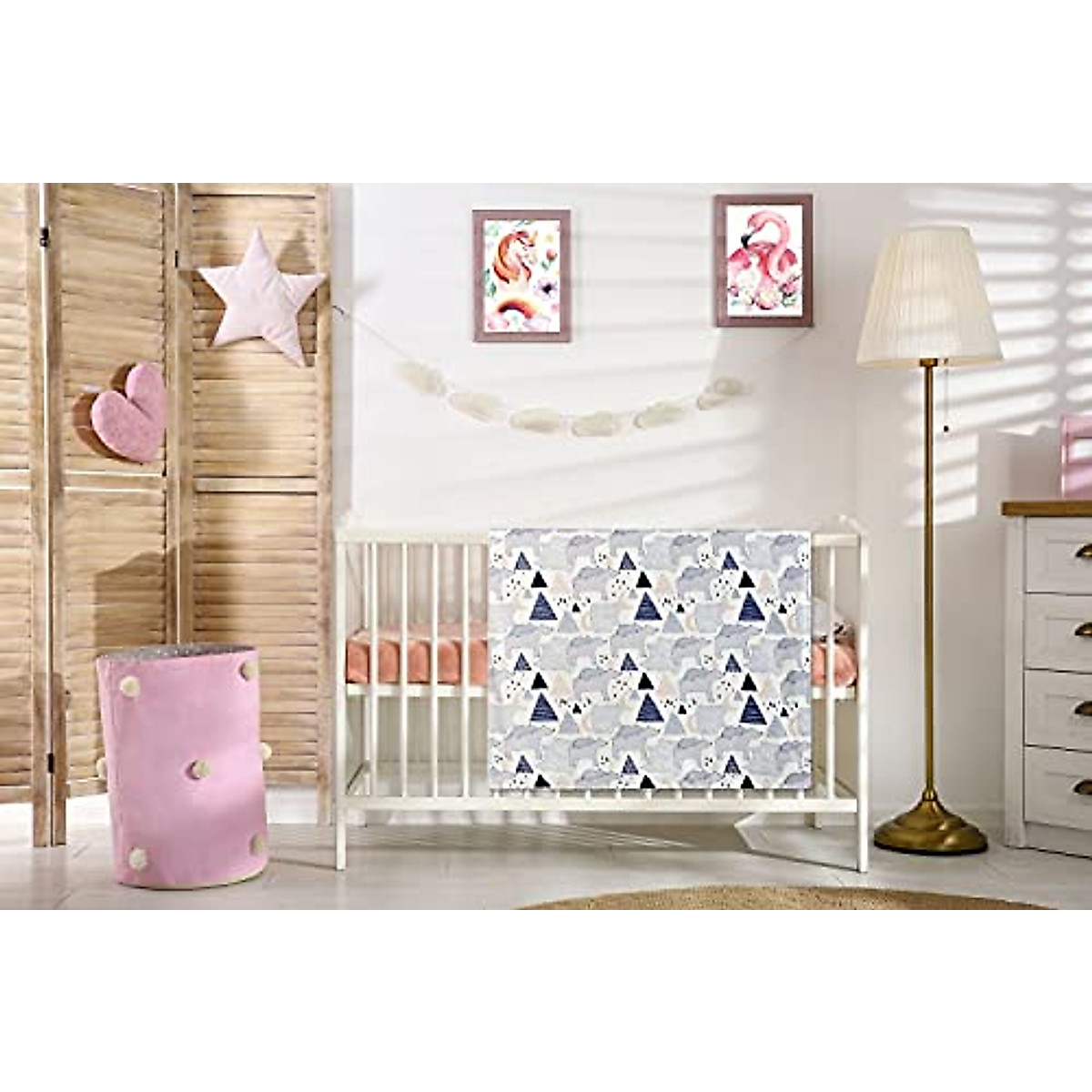 Vollmic Baby Blanket Bedding Flannel Fleece Minky Blanket Unisex Baby Plush Blanket with Dotted Backing (Polar Bear)