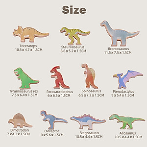 Xylolin Wooden Dinosaur Blocks Stacking and Balancing Toys, Toddler Wood Dinosaur Figures Blocks Imaginative Play, Preschool Educational Toys Gifts and Stack Balance Games for Kids