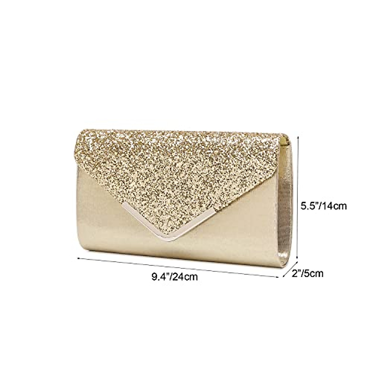 LAM GALLERY Sparkling Evening Clutch Handbag Bling Wedding Bride Purse Glitter Chain Shoulder Crossbody Bag - Gold