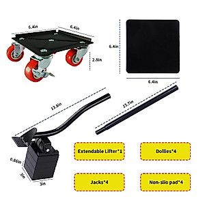 Furniture Movers with Wheels,Furniture Dolly 5 Wheels Heavy Duty,2200lbs/1000kg Load Capacity,Moving Wheels for Heavy Furniture Lift Mover Tool Set for Sofa,Fridge,Washing Machine SYMORIN