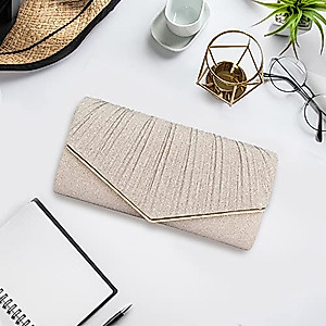 BWKUNOLF Clutch Purse Envelope Clutch Purses Evening Bag Evening Purses Clutches,Women Handbags Shoulder Bag Crossbody Bags for Formal Wedding Party Prom Banquet (Gold)
