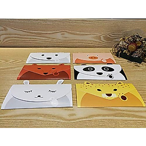 JINSRAY Cute Lovely Animal Cartoon Letter Writing Stationery Paper, Greeting Card, Thank You Card, 12pcs with Envelopes and Animal Stickers，Size 6.3" X 8.3" Paper, – Panda Bear Fox Leopard Pig Rabbit