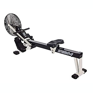 Stamina Air Rower - Rower Machine with Smart Workout App - Rowing Machine with Air Resistance for Home Gym Fitness - Up to 250 lbs Weight Capacity - Black/White