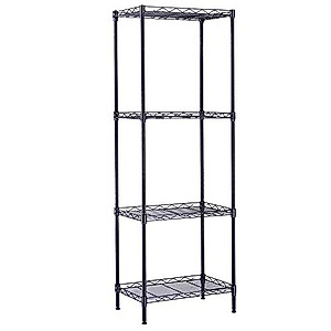 Kcelarec 4-Tier Wire Shelving Metal Storage Rack Adjustable Shelves for Laundry Bathroom Kitchen Pantry Closet, Black