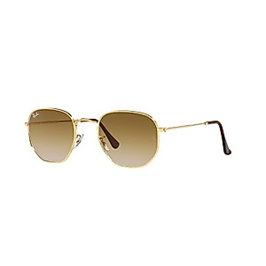 Ray-Ban RB3548 Hexagonal Sunglasses, Gold/Clear Gradient Brown, 54 mm