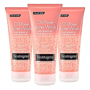 Neutrogena Oil Free Pink Grapefruit Acne Treatment Face Wash with Vitamin C, 2% Salicylic Acid, Gentle Foaming Facial Scrub to Treat & Prevent Breakouts, 6.7 Fl Oz, Pack of 3