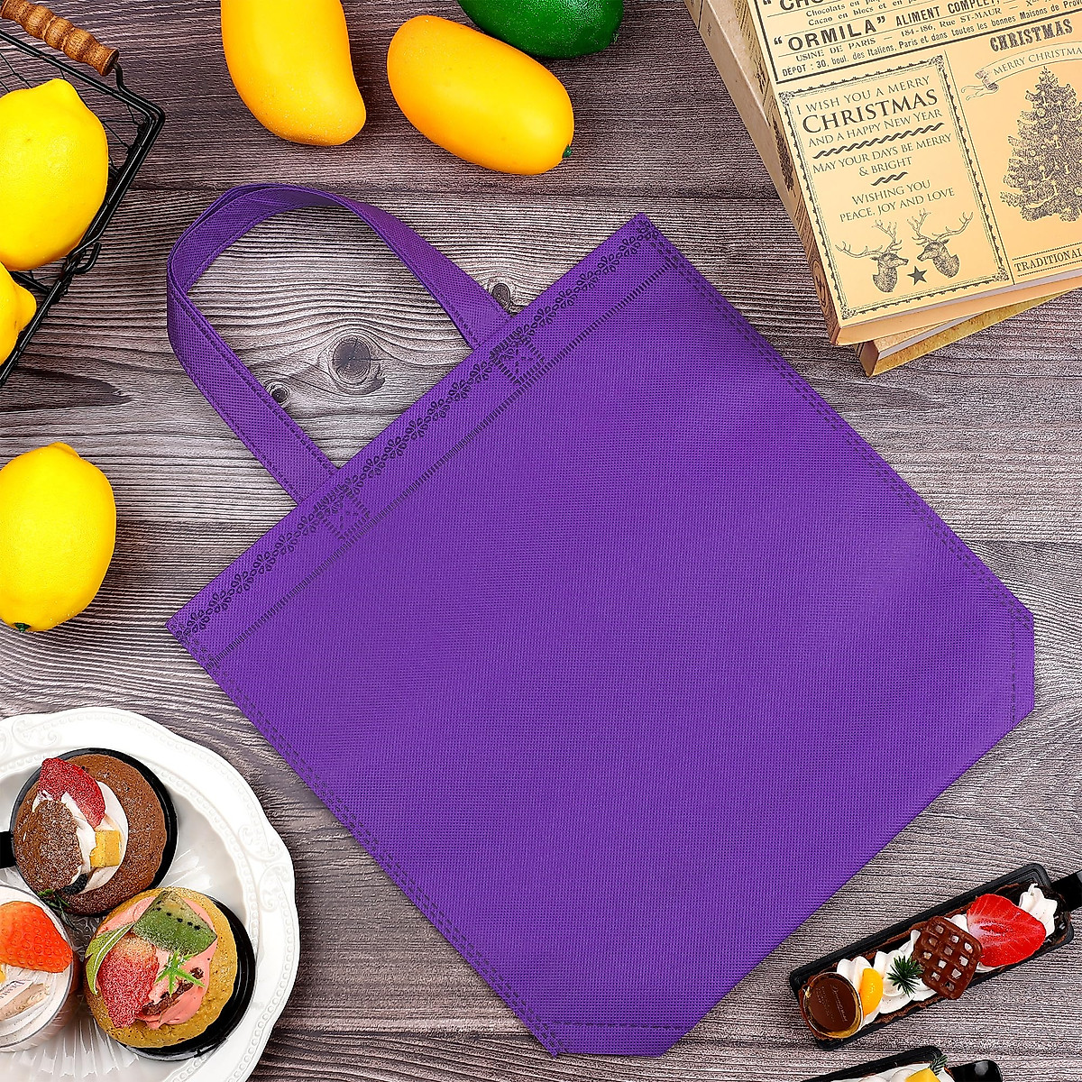 Aneco 24 Pack 11.5 by 11.5 Inches Bottom Birthday Party Bags Non-Woven Treat Bags Easter Egg Hunt Gift Bag Rainbow Colors with Handles, 6 Colors