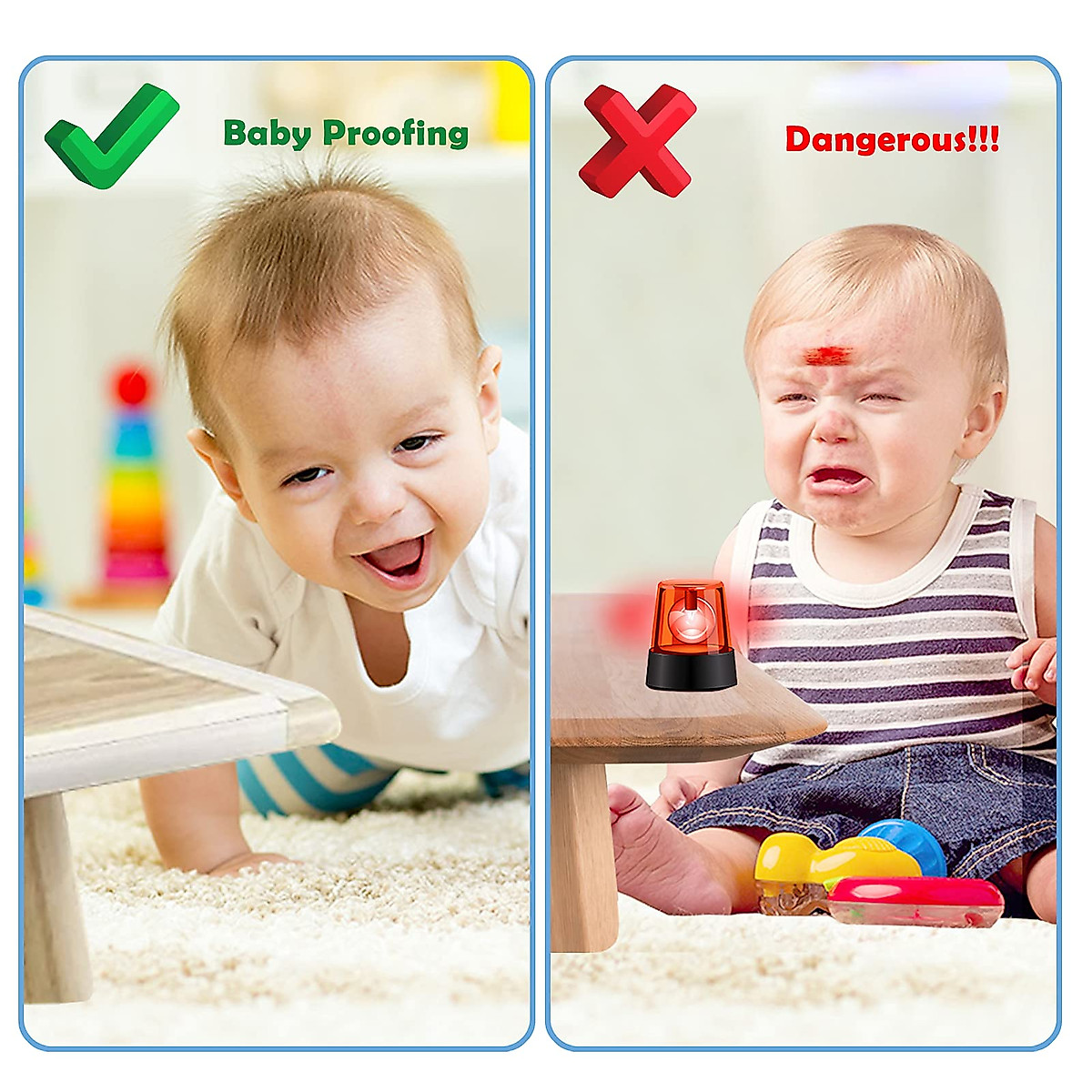 Mity rain Baby Proofing Edge Protector with 4PCS Corner Guards, Clear Pre-Tape Adhesive Baby Proof Corners and Edges, Corner Protector for Desk Tables Cabinets Furniture Bumpers (6.6ft)