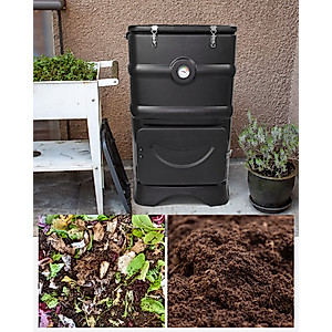 SQUEEZE master Thermal Compost Bin-Large Compost Bin Outdoor-110L /29 Gallon-Insulation Material-Accelerated Composting-Huge Opening-Bottom Liquid Collection-extra shovel
