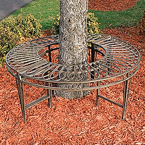 Design Toscano ZJ12063 Roundabout Circular Garden Tree Bench Seat, 47 Inch, Grey