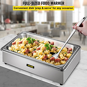 VEVOR 110V 6-Pan Commercial Food Warmer, 1200W Electric Steam Table 15cm/6inch Deep, Stainless Steel Buffet Bain Marie 32 Quart for Restaurants