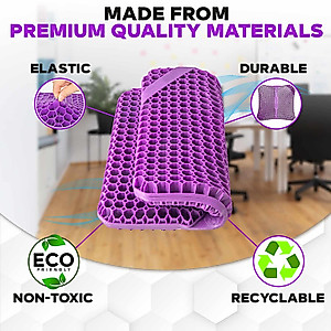GRÄVEND Extra Large Gel Seat Cushion for Long Seating Pressure Relief, 2" Inch Thick Office Chair Cushion, Car Seat Driver, Wheelchairs Egg Sitting pad for Hip & Back Pain, Non Slip Ties