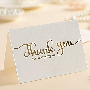 MAGJUCHE Thank You for Marring Us, Gold Foil Wedding Day Card to Your Officiant, Priest, Rabbi, Deacon Note Card to Go W/Gift