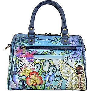 Anuschka Hand Painted Leather Women's Zip Around Classic Satchel - Enchanted Garden