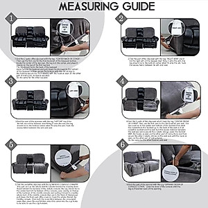 ZPUGUT Loverseat Slipcovers, Waterproof Recliner Slipcovers Double Recliner armrest Sofa Cover, Velvet Eight-Piece Set, Recliner Sofa Cover, Add Multifunctional Convenient Pocket (Gray)