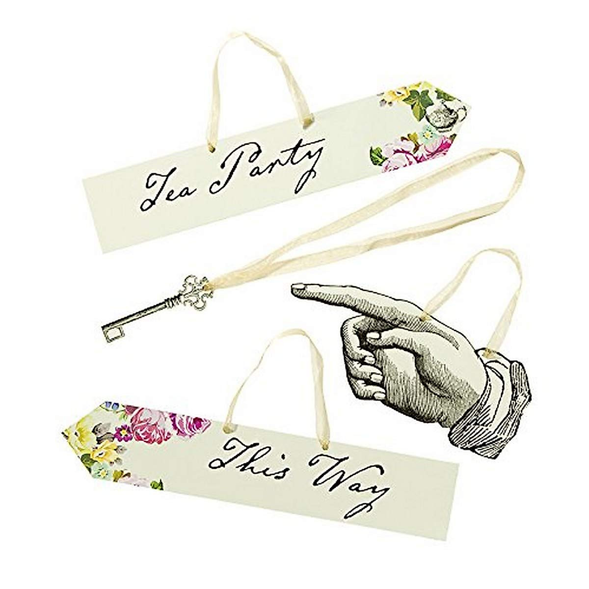 Talking Tables Truly Alice Mad Hatter Scene Setter Signs for a Tea Party or Wedding, Multicolor (8 Pack)