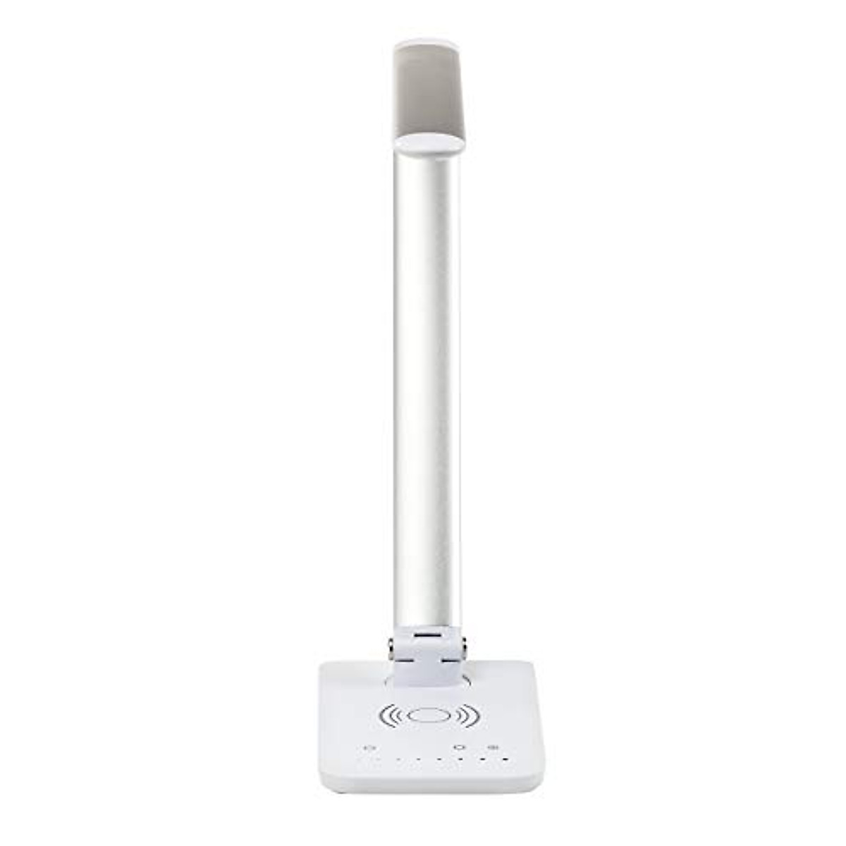 Safco Products 1009SL, Pivoting Neck, Built-in Wireless, USB Port Vamp LED Lamp with Charging Pad, Silver, 16" D x 5" W x 16.75" H