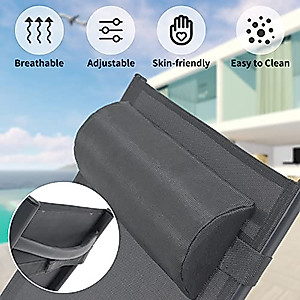 VARVIND Patio Chaise Lounge Chair Set of 3,Aluminum Outdoor Lounge Chair with Headrest,Sunbathing Lounger,Pool Tanning Chairs,Armrest Recliner Chiar with Side Table for Beach,Garden，Lawn(Grey)