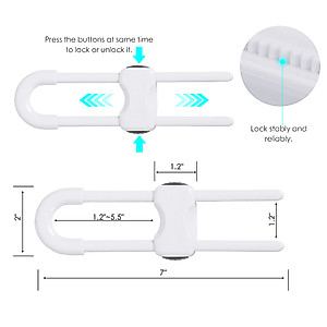 MYBOLE 12 Packs Sliding Cabinet Locks, U-Shaped Baby Proofing Cabinet Locks for Knob Handle on Kitchen Storage Door Cupboard Closet Dresser, Adjustable Toilets Seat Latches Set of 6 each - No Drilling