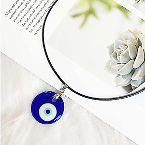 Binami 2 Pcs Evil Eye Lucky Necklace Turkish Blue Eye Kabbalah Adjustable Amulet Nazar Friendship Gift for Women Men