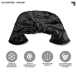 SHARPER IMAGE Warm & Cooling Herbal Aromatherapy Neck & Shoulder Plush Wrap Pad for Soothing Muscle Pain and Tension Relief Therapy, 100% Natural Lavender & Herb Spa Blend, Holiday Gift