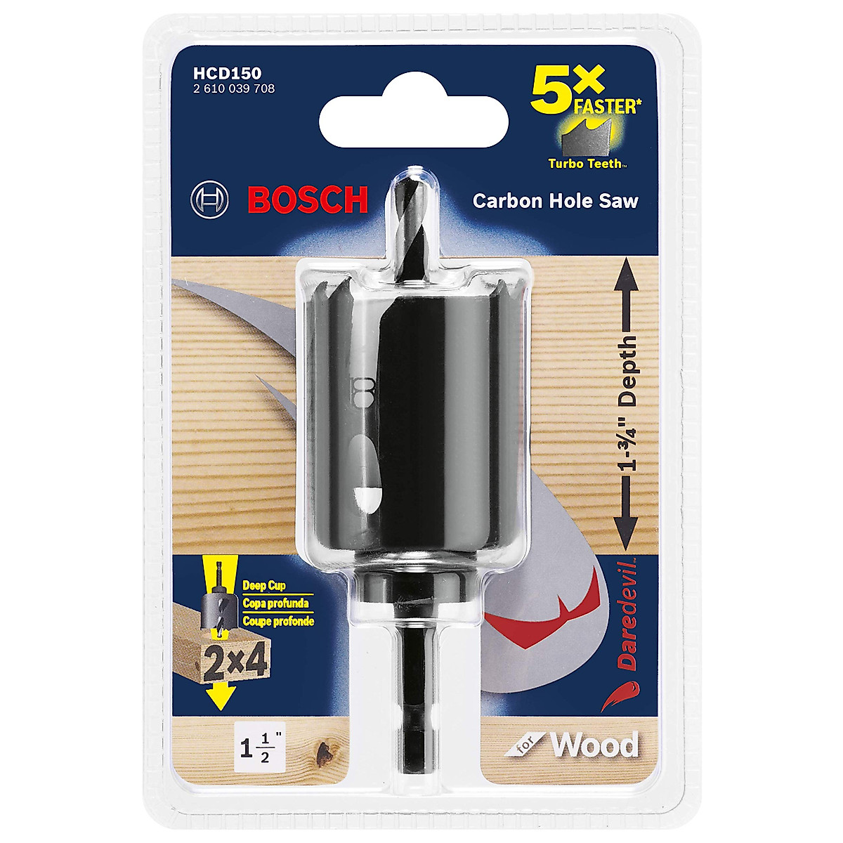 Bosch HCD150 1-1/2 In. Daredevil Wood Hole Saw with Arbor