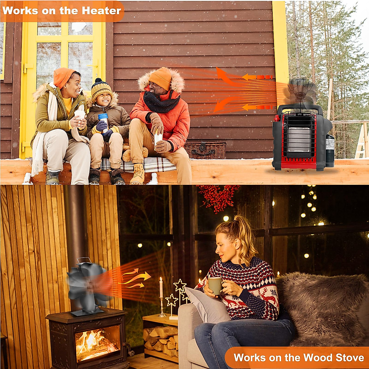 CWLAKON Wood Stove Fan Slot Lock Design with Mounting Bracket for Heaters, Heat Powered Stove Fan for Camping, Picnics, Silent Eco Non Electric Fireplace Fan for Gas, Pellet, Wood Burning Stove