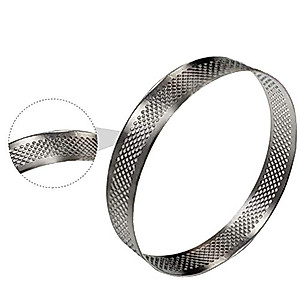 GARNECK Stainless Steel Tart Ring Cake Mousse Ring Round Cake Molds Cake Rings Perforated Cutter Round for Home Kitchen Bakeware 15CM