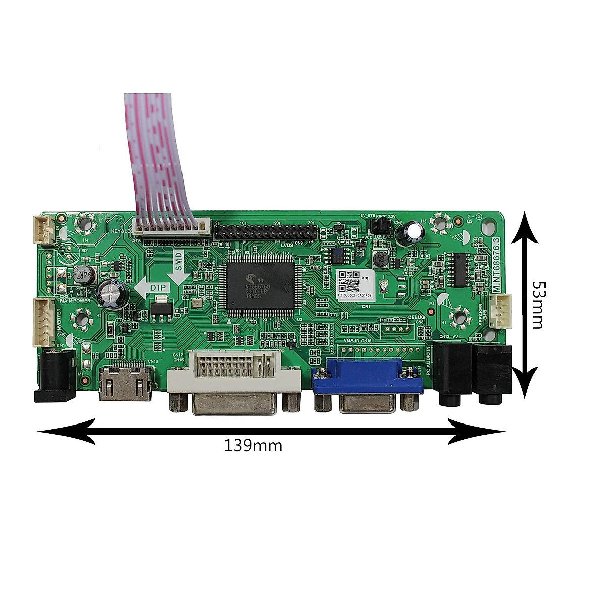 VSDISPLAY HD-MI DVI VGA Audio LCD Controller Board M.NT68676 Compatible with 32" 32 inch 1920x1080 HV320FHB N00 N02 N10 N80 N4K F40 LVDS Interface LCD Screen