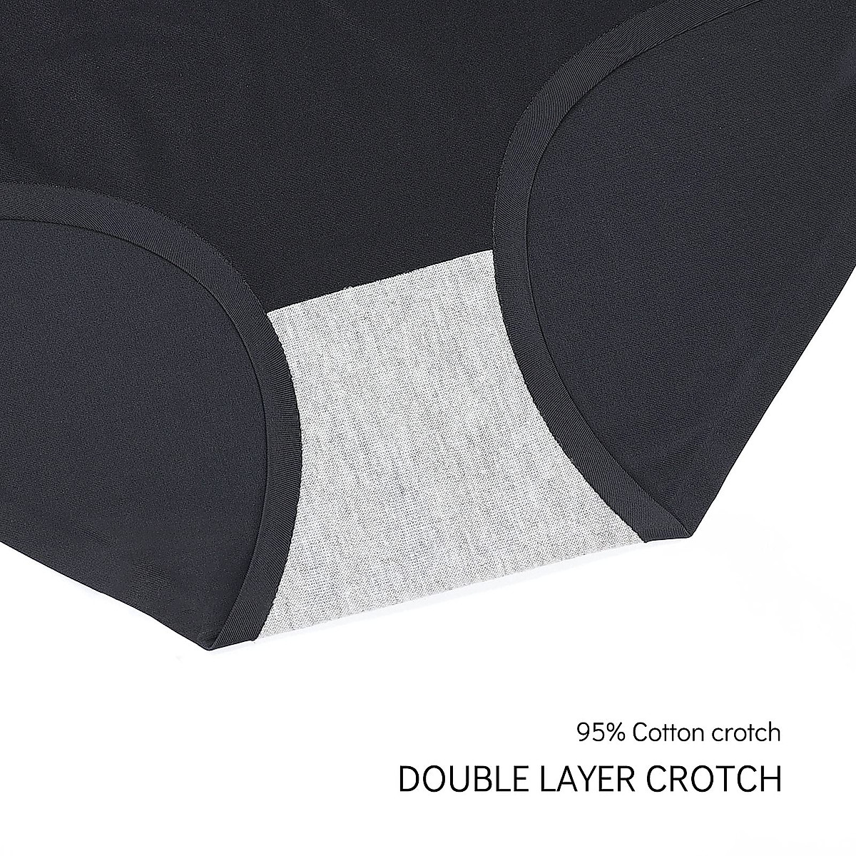 FallSweet No Show High Waist Briefs Underwear for Women Seamless Panties,Pack of 4 (Black4, L)