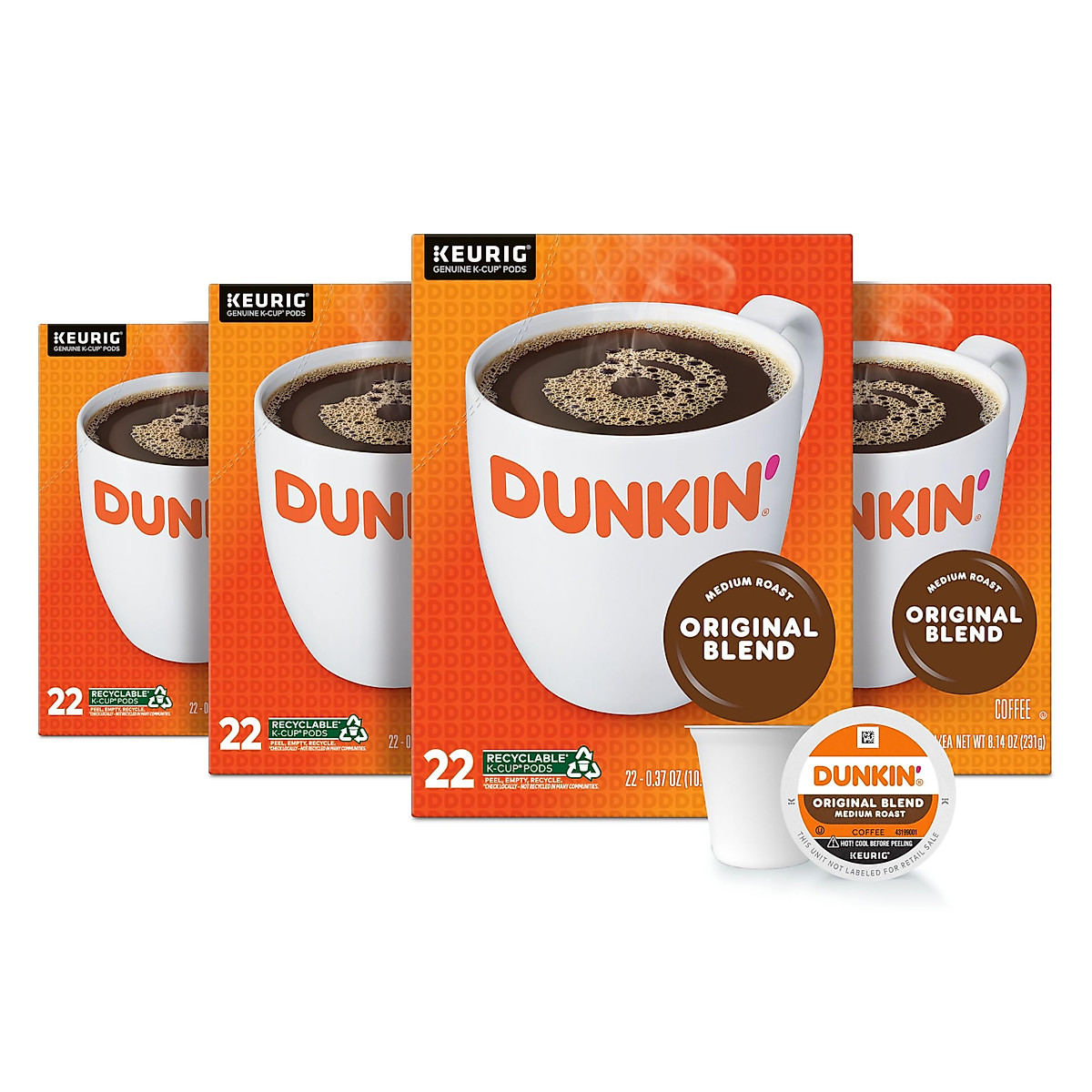 Dunkin' Original Blend Medium Roast Coffee, 88 Keurig K-Cup Pods